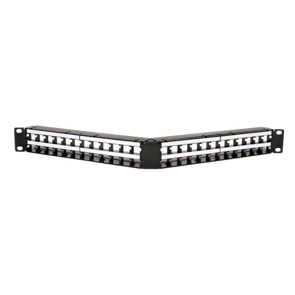 1HE Angled Panel 48P Cat.6A+6 Jacks – Rexcom